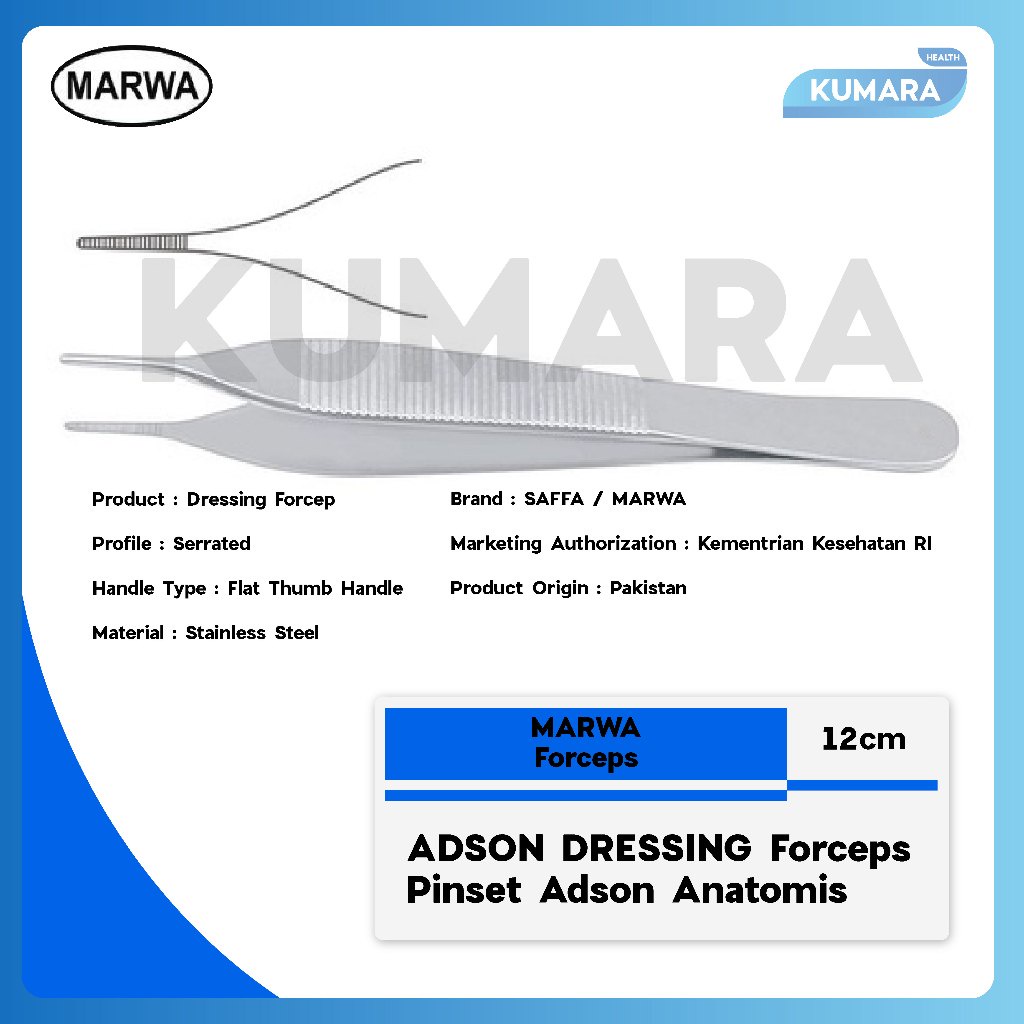 Jual MARWA - Adson Dressing Forceps Straight 12 cm / Pinset Adson ...