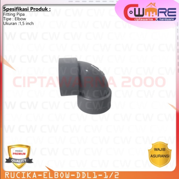 Jual Rucika Sambungan Pipa PVC Elbow Knie D DL Knee D 1.5" Inch - Cw | Shopee Indonesia