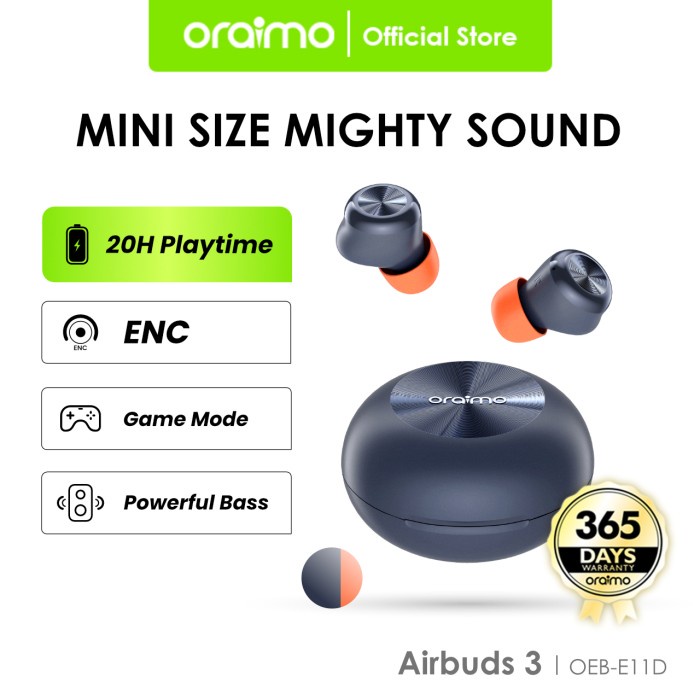 Jual Oraimo TWS Airbuds 3 True Wireless Stereo Bluetooth v5.2 OEB-E11D - Biru | Shopee Indonesia