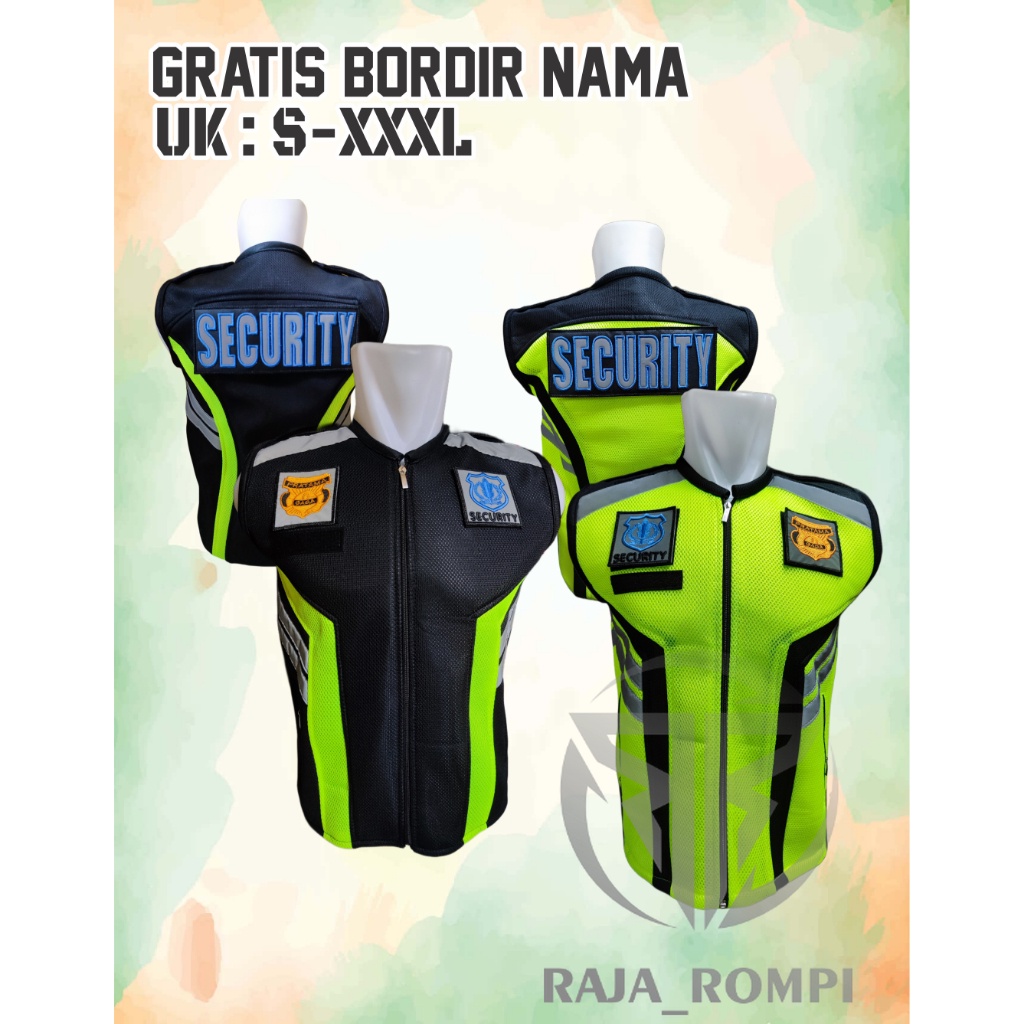 Jual Raja_Rompi Rompi Security/Satpam Bahan DoubleMesh Variasi Strip ...