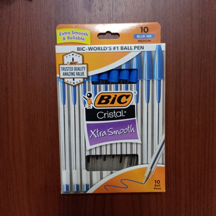 Jual Pulpen BIC Cristal Xtra Smooth 1.0 mm Biru (isi 10 pcs) | Shopee ...