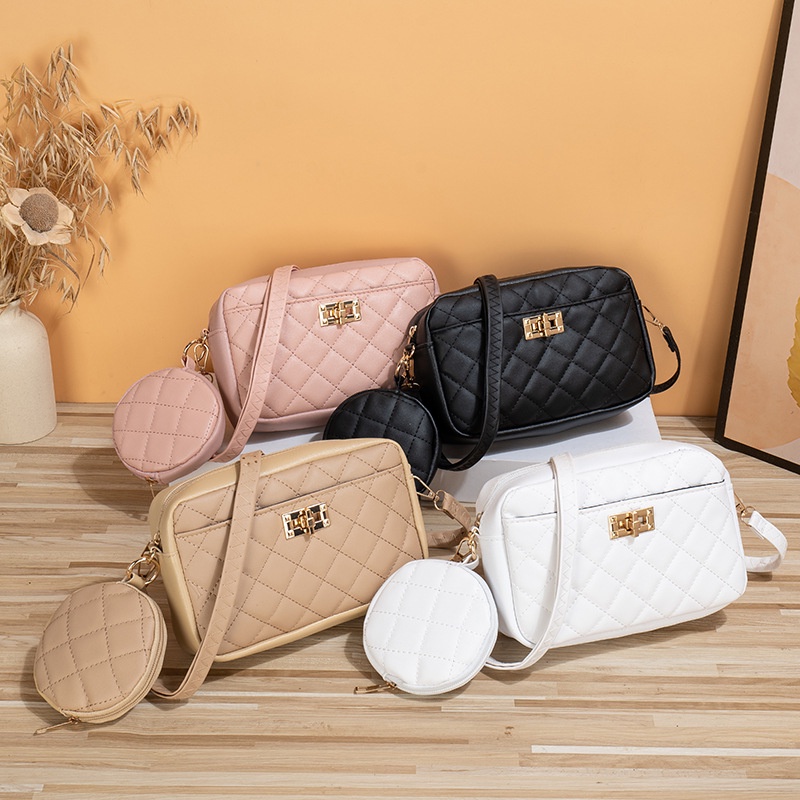 Jual Tas Gaya Chanel Set Dua Potong Tas Selempang Pola Berlian Model ...