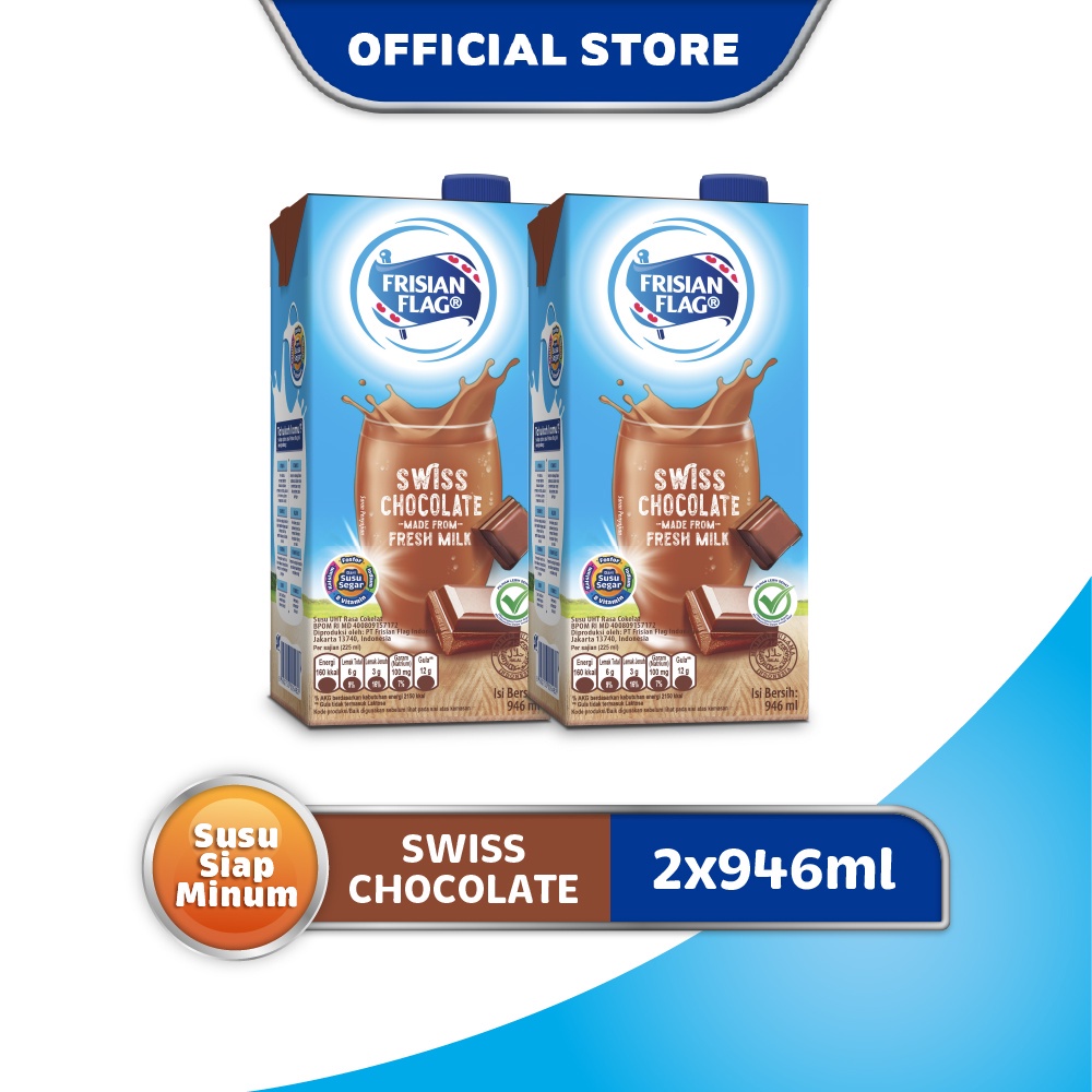 Jual Frisian Flag Susu UHT Swiss Chocolate 2 x 946 mL | Shopee Indonesia