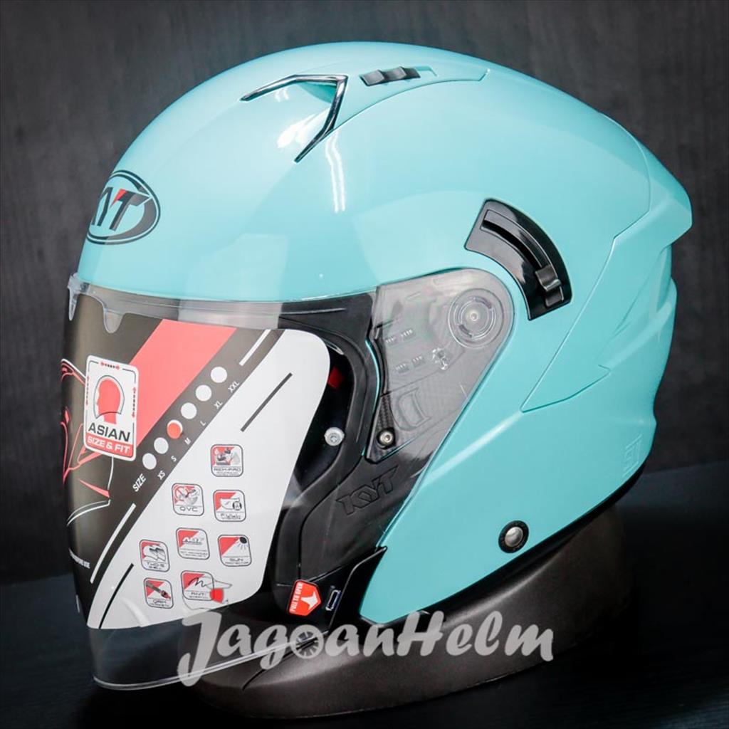 Jual HELM KYT NFJ SOLID | AQUA BLUE | NF-J DOUBLE VISOR | Shopee Indonesia