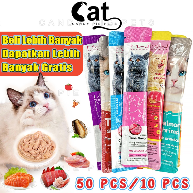 Jual 50pcs Cemilan Kucing Kitten Snack Kucing Creamy Cat Treats ...