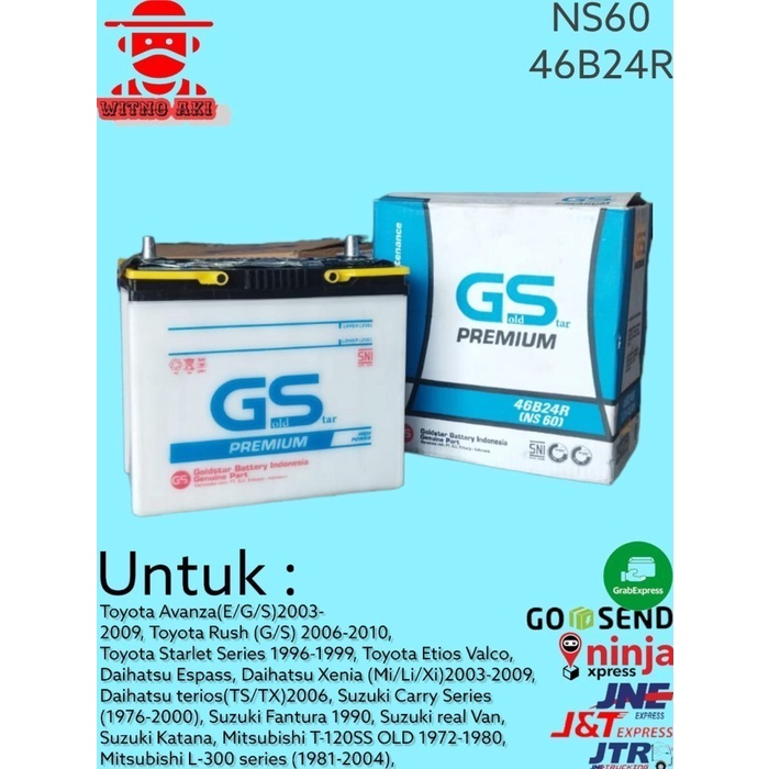 Jual Aki mobil suzuki carry futura GS basah ns60 46b24r 12v 45ah basah | Shopee Indonesia