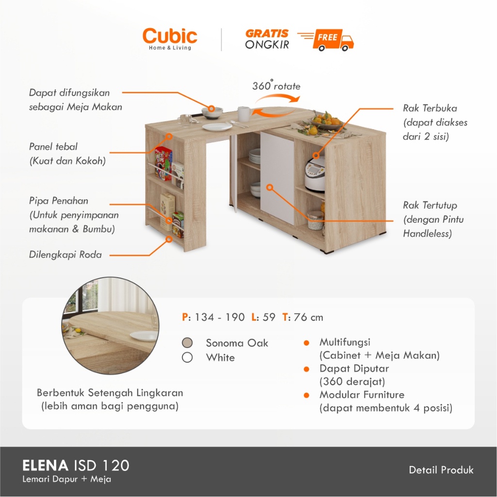 Jual Cubic Meja Dapur Minimalis / Kitchen Island / Meja Makan / ELENA ...