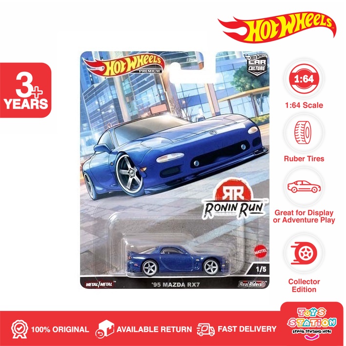 Jual Hot Wheels Premium Ronin Run 95 Mazda RX7 Blue - Toyzstatioon ...