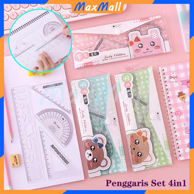 Jual Penggaris Set isi 4 Penggaris Fancy 1 Set Isi 4 Model Garisan Set ...