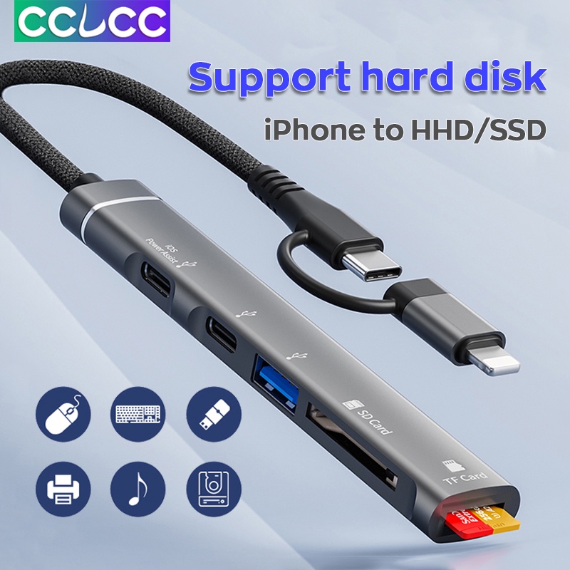 Jual Lightning Type C ke USB HUB Multifungsi OTG Micro SD Card Reader ...