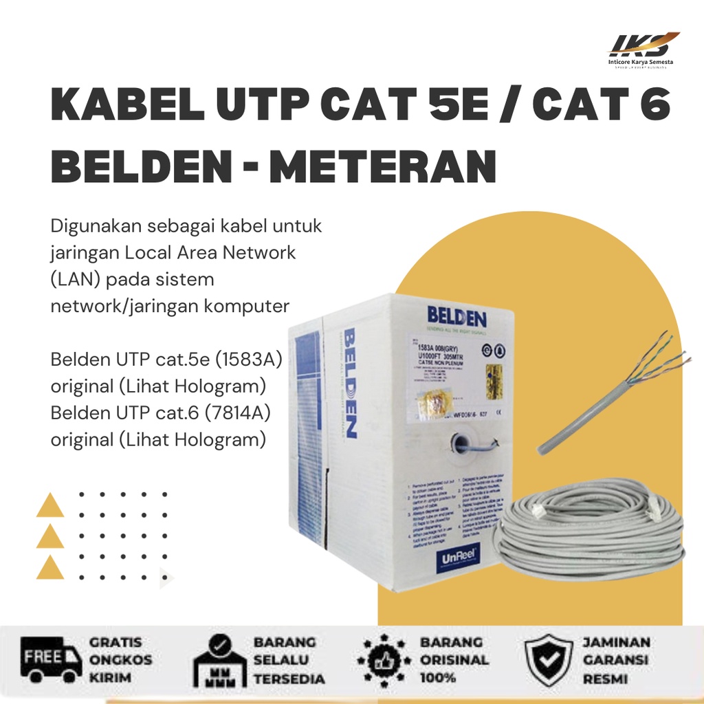 Jual Belden Kabel UTP CAT 5e / CAT 6 -- meteran | Shopee Indonesia