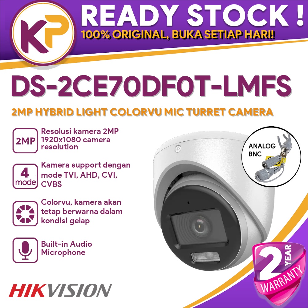 Jual HIKVISION DS-2CE70DF0T-LMFS 2MP HYBRID LIGHT COLORVU MIC TURRET CAMERA | Shopee Indonesia