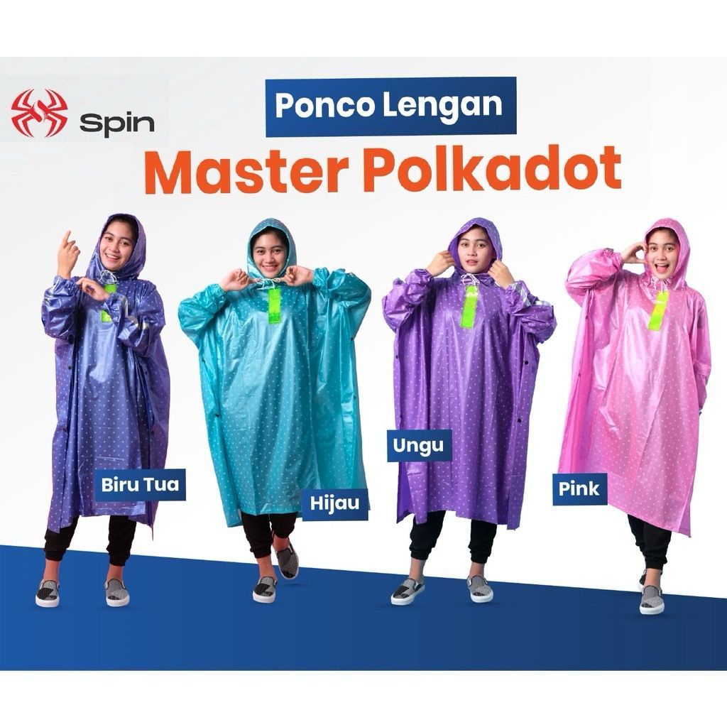 Jual [600gr] | T888 | [MASTER POLKA] | Jas Hujan Ponco Lengan Master Polkadot | Jas Hujan Master ...