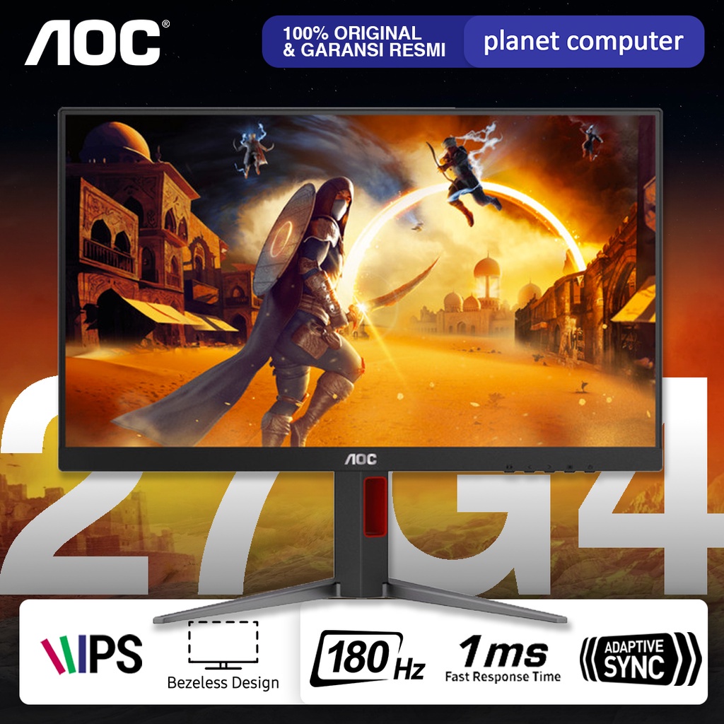 Jual Monitor LED AOC 27G4 27" IPS 1080p FHD 180Hz DP HDR10 Ergonomic ...