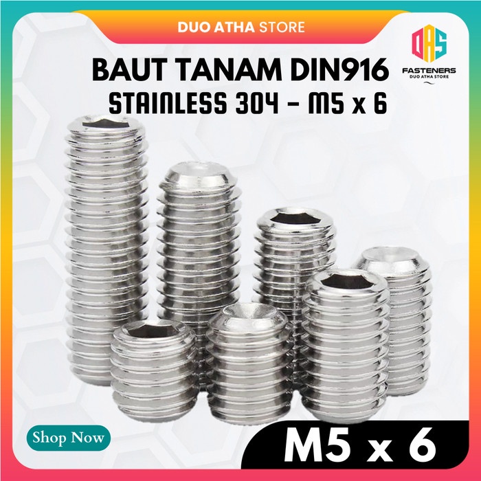 Jual Baut Tanam L M5 x 6 / L-Set Socket M5x6 Stainless SS304 | Shopee Indonesia