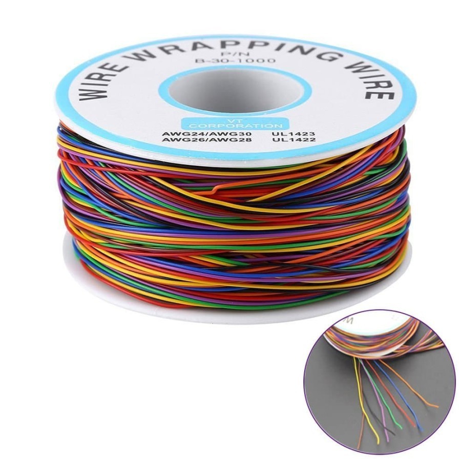 Jual Wire Wrapping AWG30 250 meter Jumper Kabel Roll PCB Breadboard ...