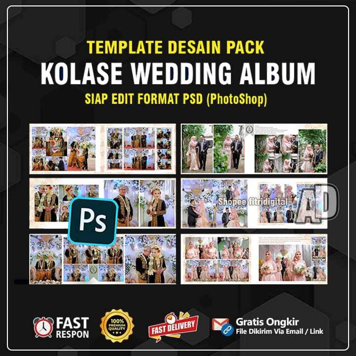 Jual Template Kolase Foto Album Pernikahan Premium Pack PSD PhotoShop ...