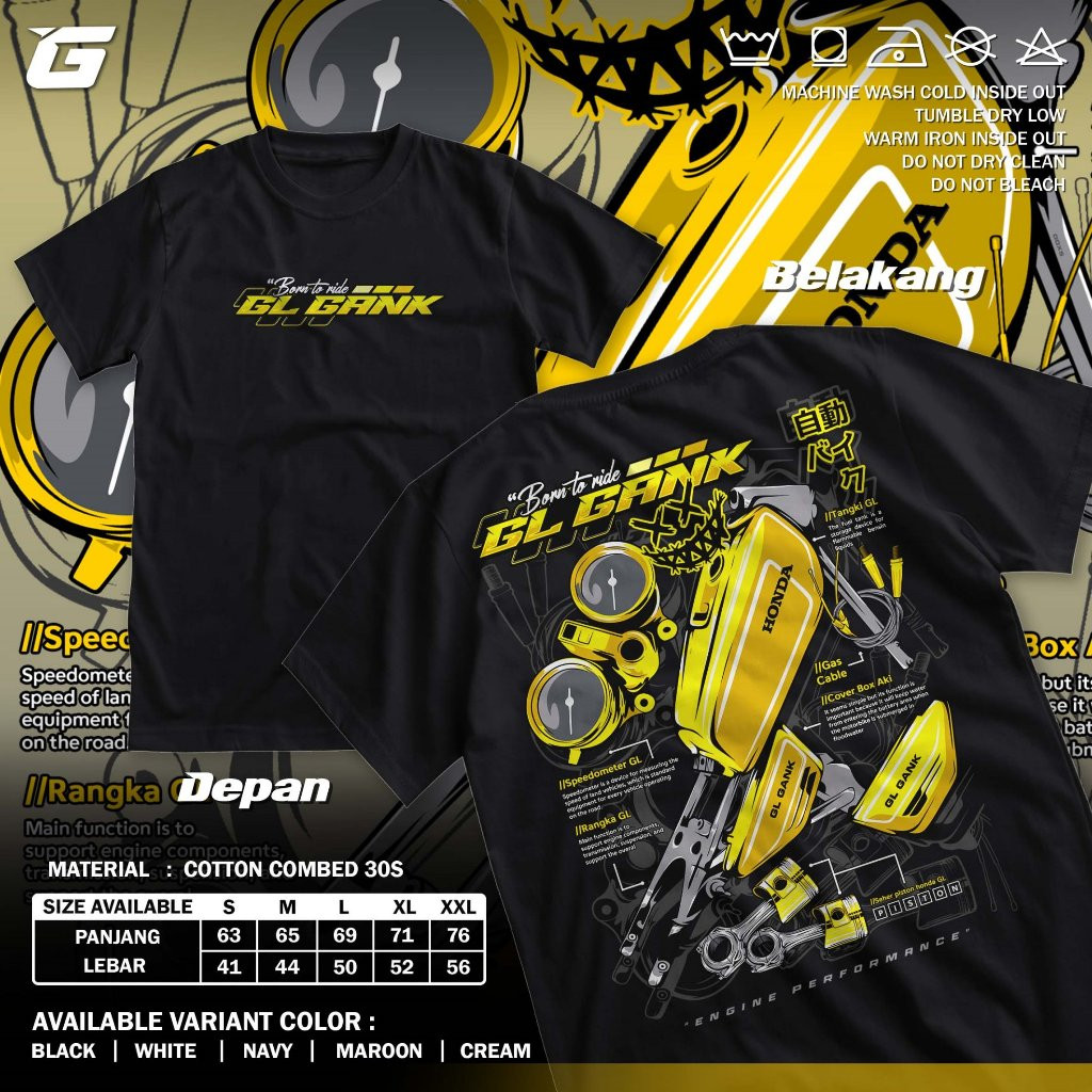 Jual ARTAKAOS- Kaos Racing Honda GL Gank Born To Ride Engine Performance Baju Disto Motor Herex ...