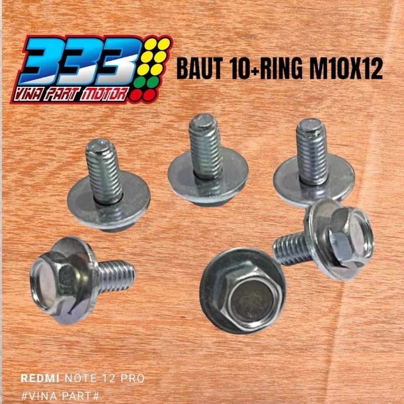 Jual baut 10 set ring m6 x 12 baut cover knalpot motor Universal model ...