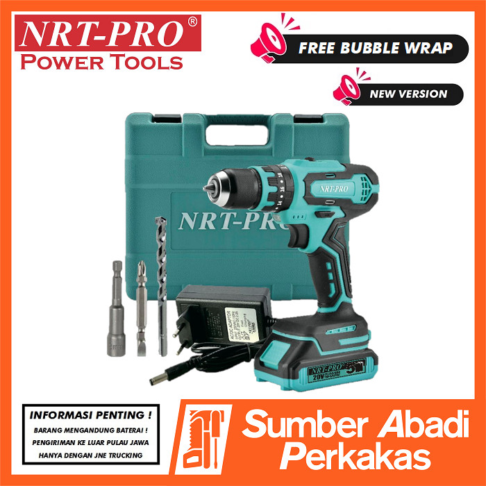 Jual NRT-PRO DC 340 HD Mesin Bor Cordless Drill 1 Baterai Batre Tangan Beton Impact Tembok ...