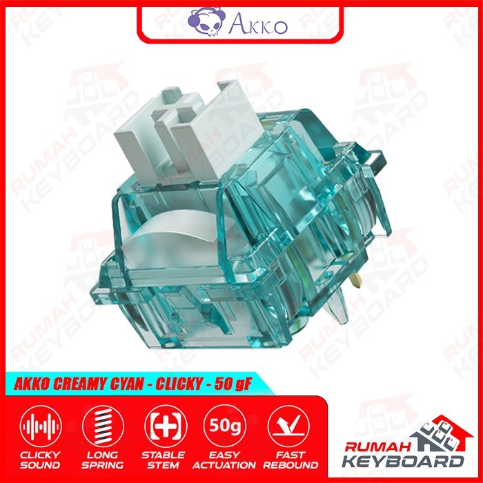 Jual AKKO - Creamy Cyan Switch - 5 Pin - 50g - Pcb Mount - Clicky ...