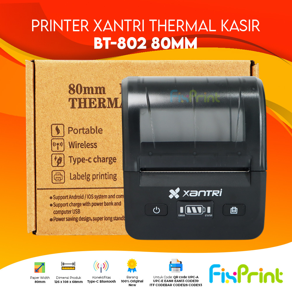 Jual Printer Thermal Kasir Xantri BT-802 / BT-80UB / BT-80UE / POS80 80 mm Printer Struk Mini ...