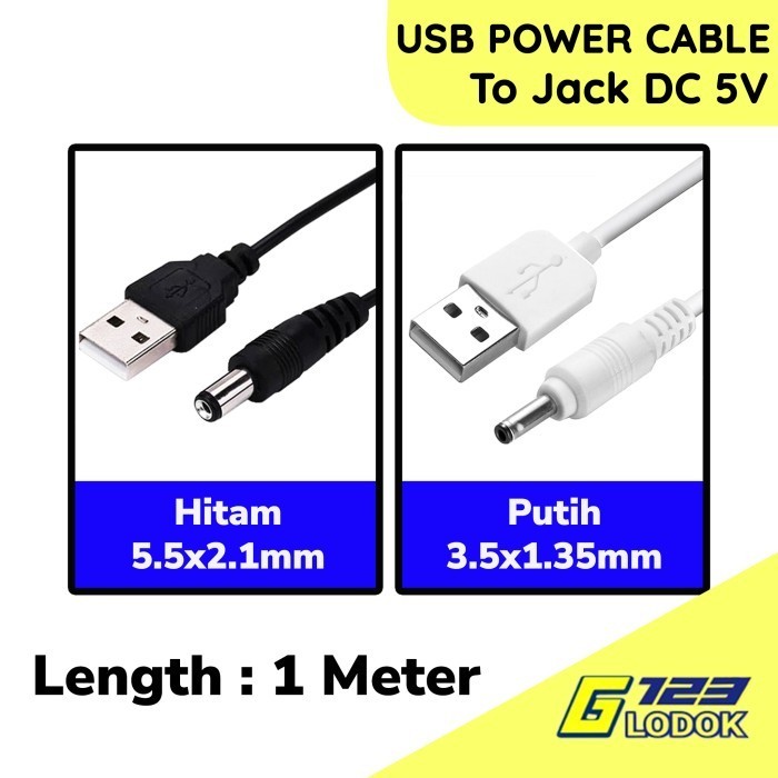 Jual Kabel Power Adapter Konverter USB Male Port Ke 5V To Jack DC 5.5mm ...