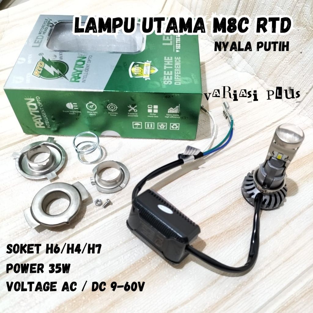 Jual Lampu Utama M8C 35 WATT Soket H4 H6 H7 Original RTD rayton Lampu Depan Motor Mobil ...