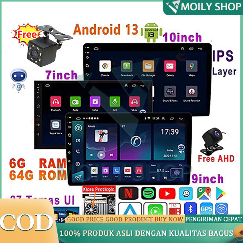 Jual 【Ada Kipas Pendingin】6G+64G /4G+32G Android 13 Head Unit 7/9/10 Inch IPS Layer Mobil ...