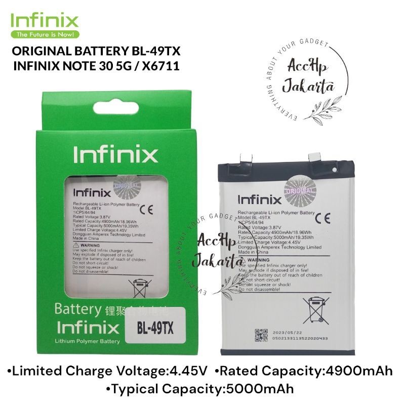 Jual Baterai Batre Infinix Note 30 5G X6711 / Note 30 X6833B BL-49TX ...