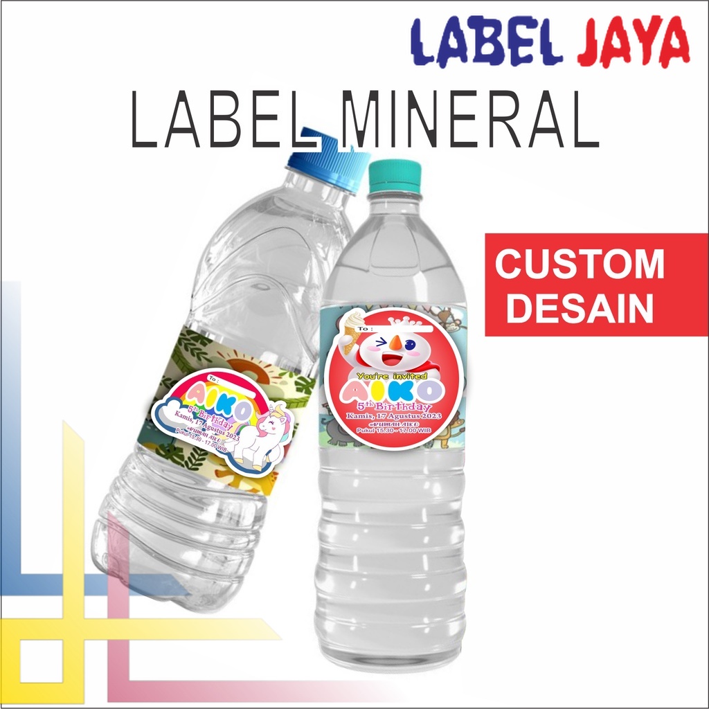 Jual Ready Stiker Label Botol Minuman Air Mineral Aqua Ulang Tahun Anak ...
