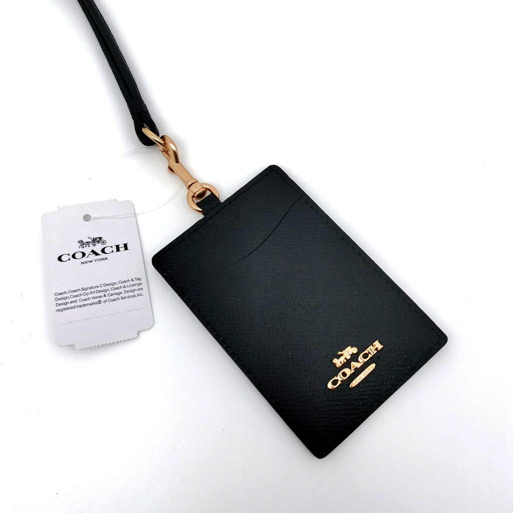 Jual Coach Metal Logo Card Holder ID Lanyard Black Gold | Shopee Indonesia