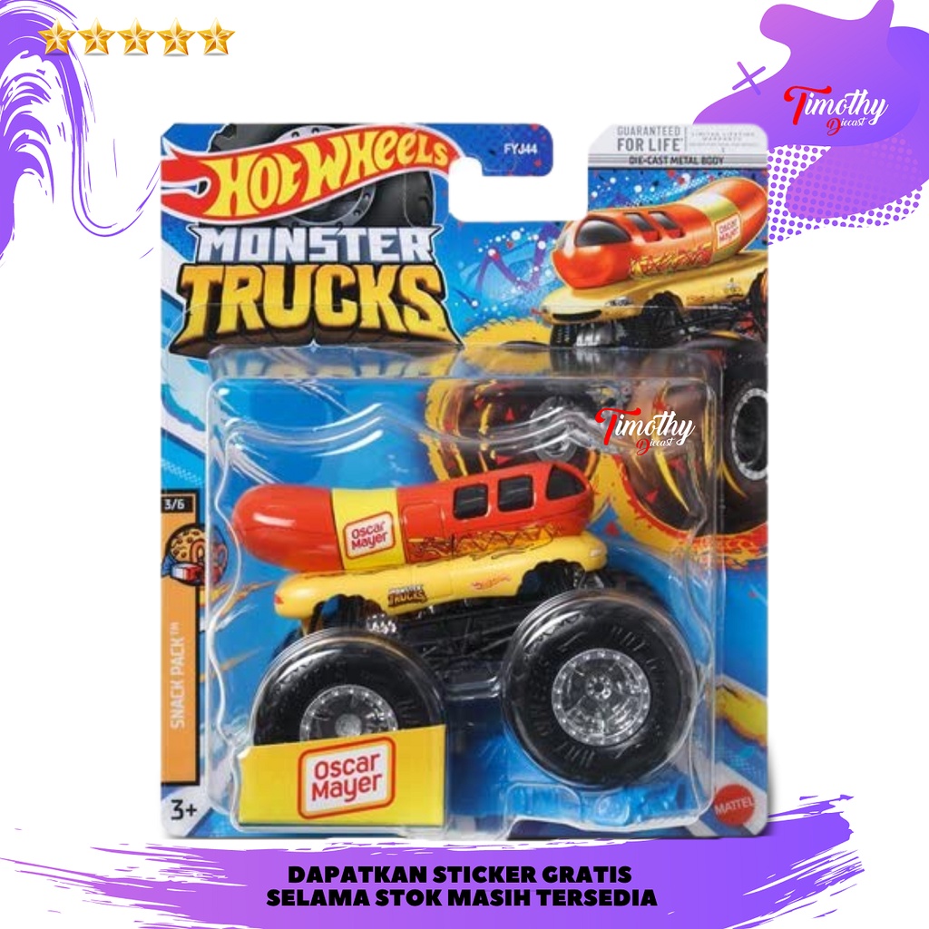 Jual Hot Wheels Monster Trucks Oscar Mayer Hot Dog Merah Mainan Mobil ...