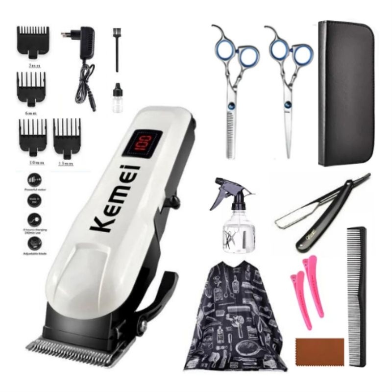 Jual Paket Lengkap Usaha Barbershop Alat Mesin Cukur Rambut Elektrik Kemei Km 809A Hair Clipper ...