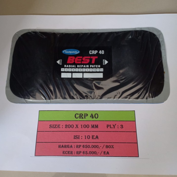 Jual Bestpatch CRP40 Karet Tambal Ban Tip Top 200X100mm - 1 Box isi 10pcs | Shopee Indonesia