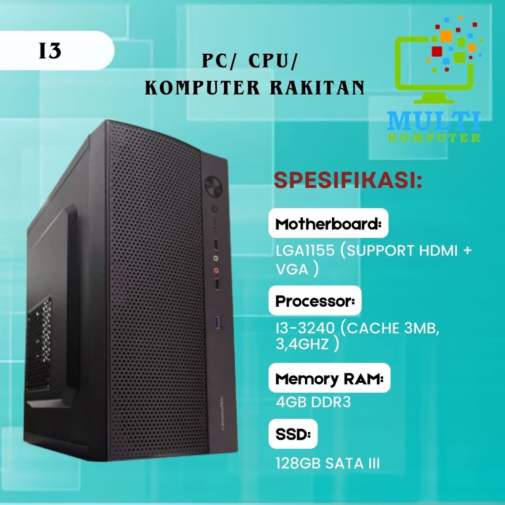 Jual CPU RAKITAN/PC RAKITAN Intel Core i3 3240 Ram ddr3 4GB SSD 128GB ...