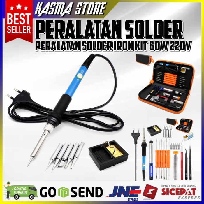 Jual Alat Solder Listrik Lengkap Peralatan Solder Iron Kit Set 60W 220V ...