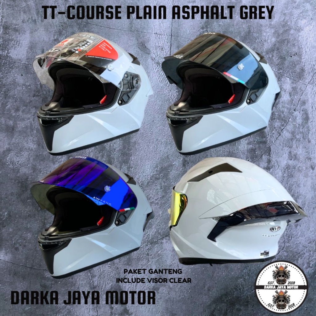 Jual HELM KYT TT-COURSE PLAIN ASPHALT GREY PAKET GANTENG | HELM FULL FACE TT-COURSE PLAIN ...