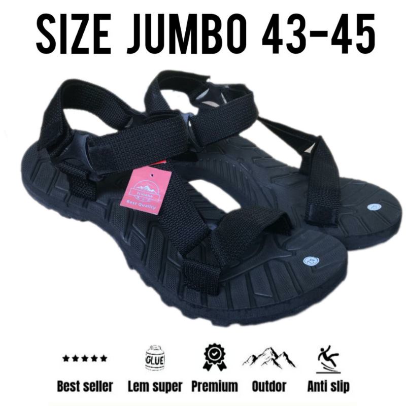 Jual (SANDAL GUNUNG JUMBO BIGSIZE 43-45 HITAM) sandal gunung sandal ...