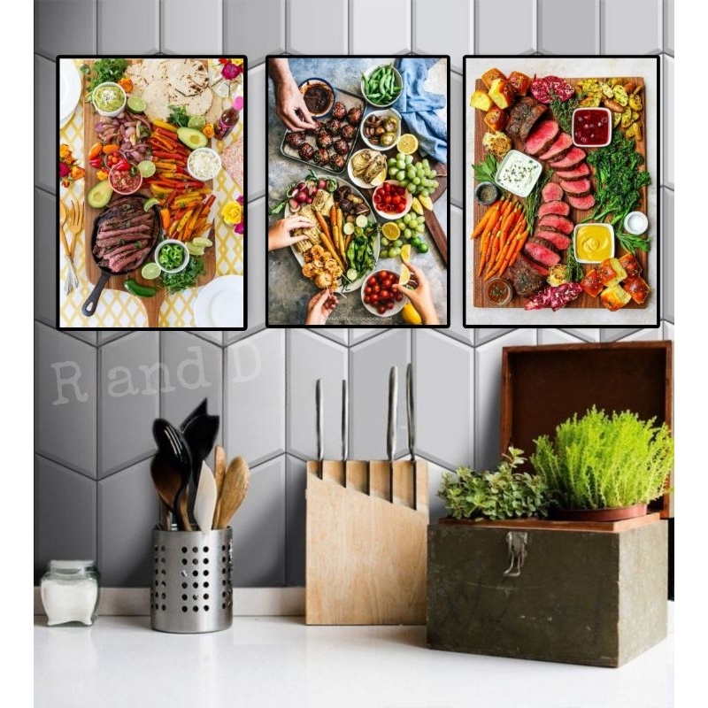 Jual Dekorasi dapur gambar masakan ukuran 47x31, hiasan dinding ...