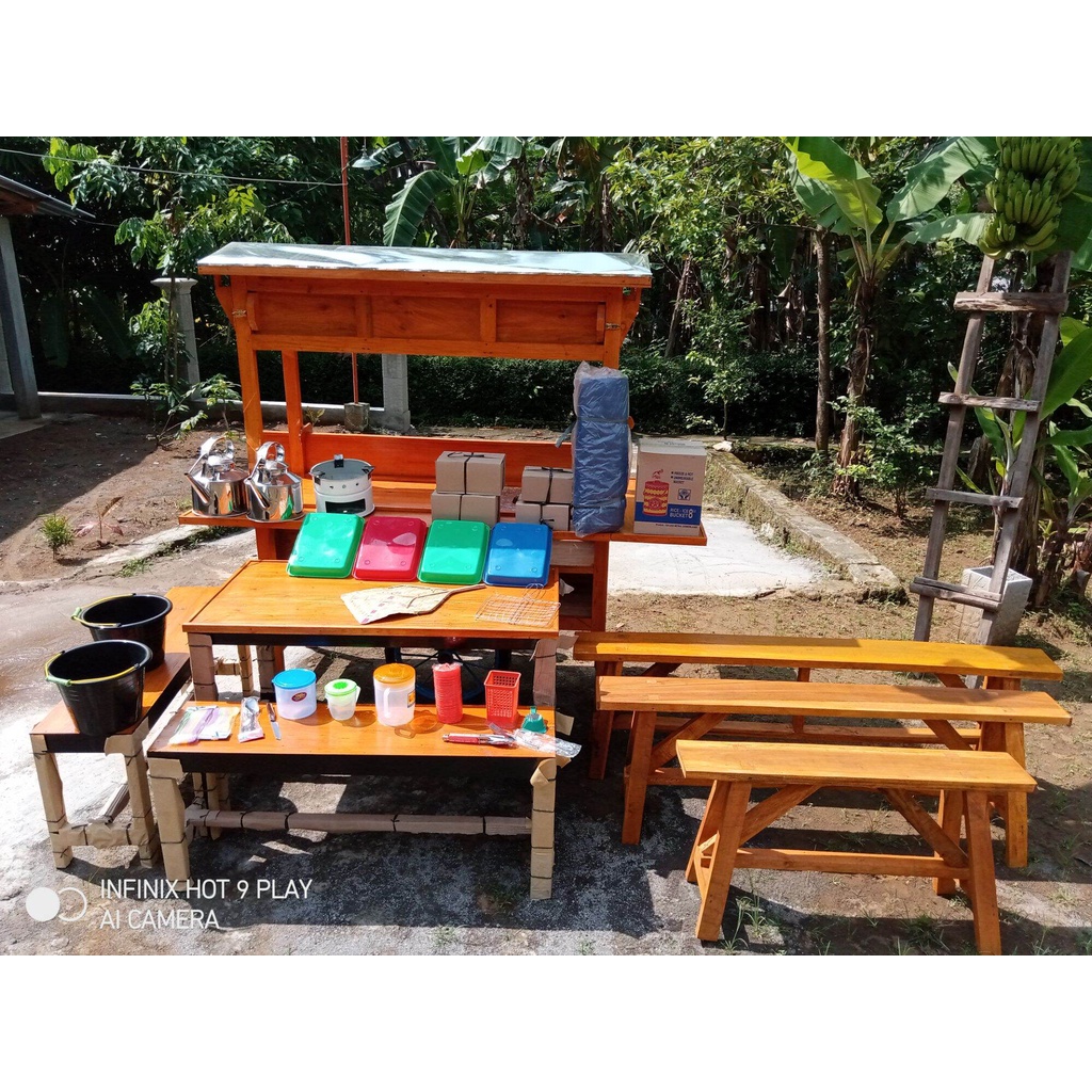 Jual GEROBAK ANGKRIGAN MODEL LIPAT DAN SEPASANG MEJA KURSI KAFE KOMPLIT ...