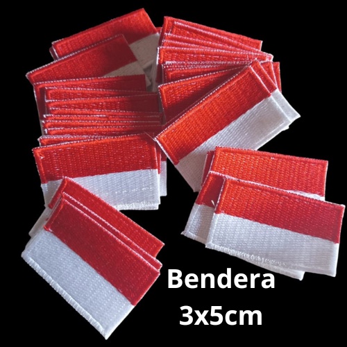 Jual Badge Bordir Bendera Merah Putih 3x5cm satuan grosir | Shopee ...