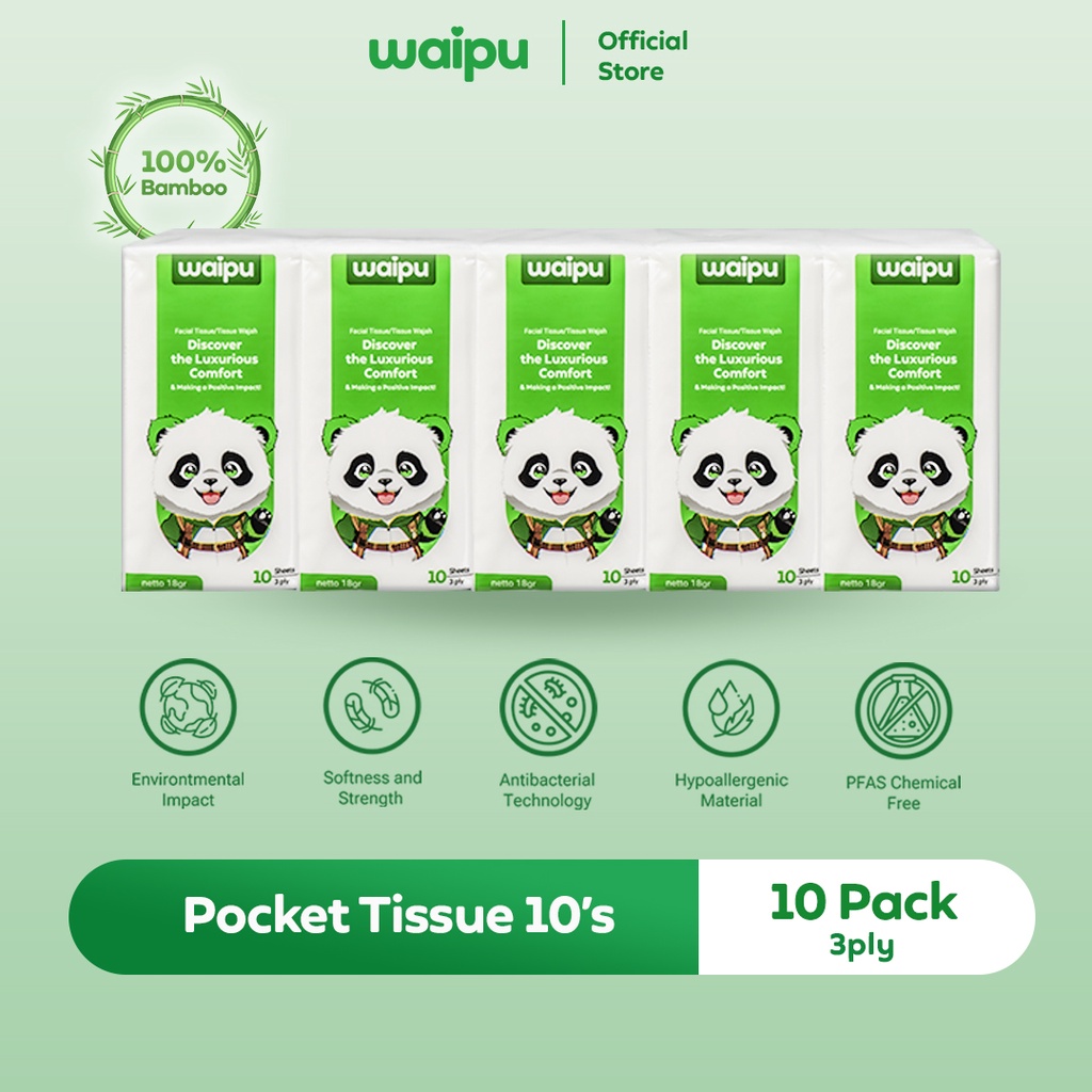 Jual Waipu Premium Bamboo Tissue / Tisu Bambu- Pocket 10x10s 3ply (100 ...