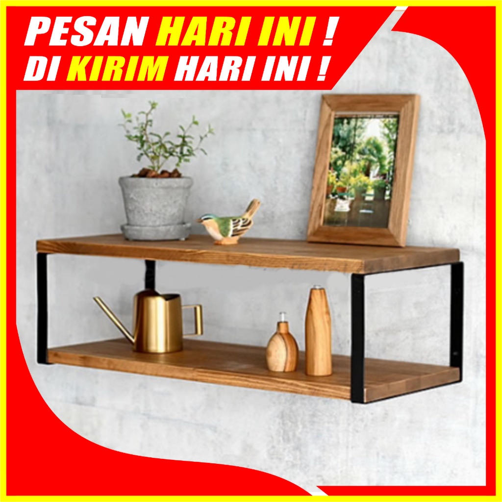 Jual (H105) Rak Ambalan Kayu Rak Buku Kayu Tempel Dinding | Rak Bumbu ...