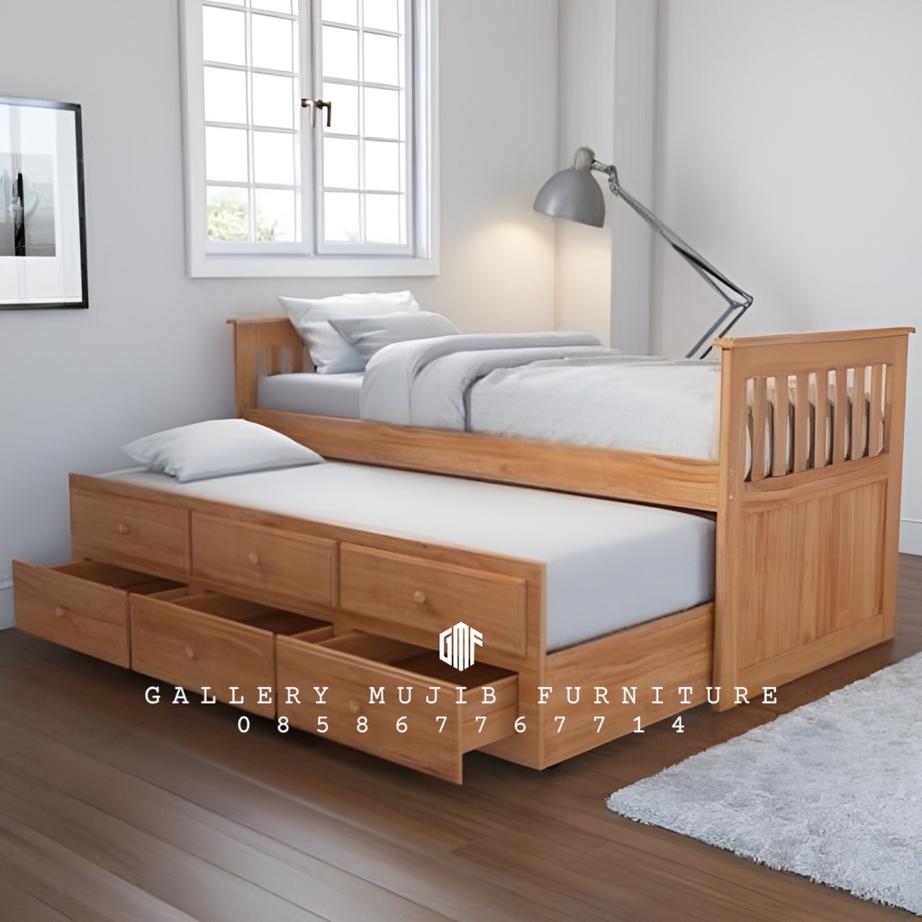 Jual tempat tidur anak minimalis kayu jati dipan sorong 120x200 cm ...