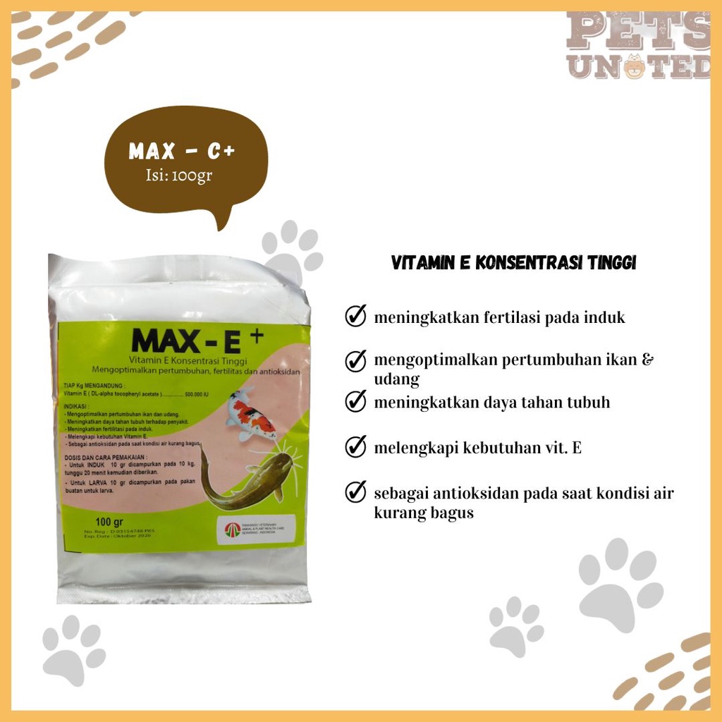Jual Max E Vitamin E Induk Ikan Udang Pertumbuhan Ikan Meningkatkan Daya Tahan Tubuh Ikan ...