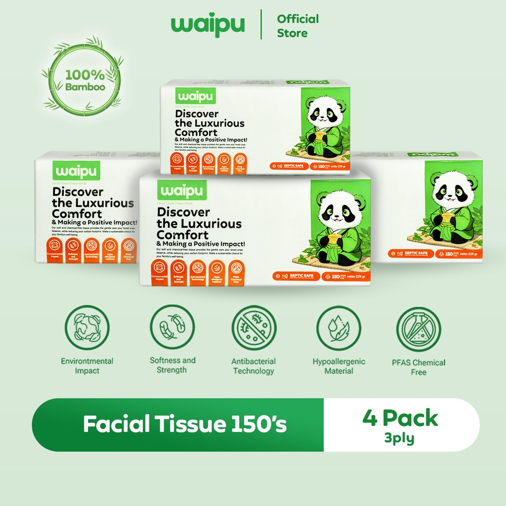 Jual Waipu Premium Bamboo Tissue / Tisu Bambu - Soft Facial 150s 3ply ...