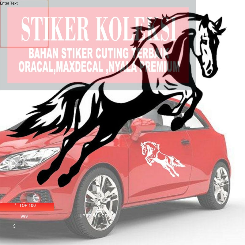 Jual Cutting Sticker Stiker Mobil Gambar Kuda Stiker Kaca Body Bumper ...