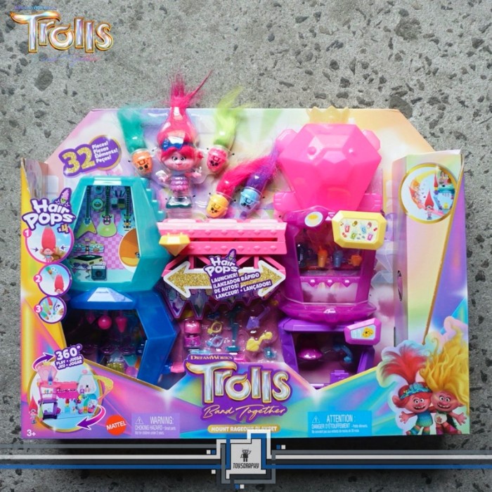 Jual Trolls Band Together Hair Pops Mount Rageous Playset with Launcher ...