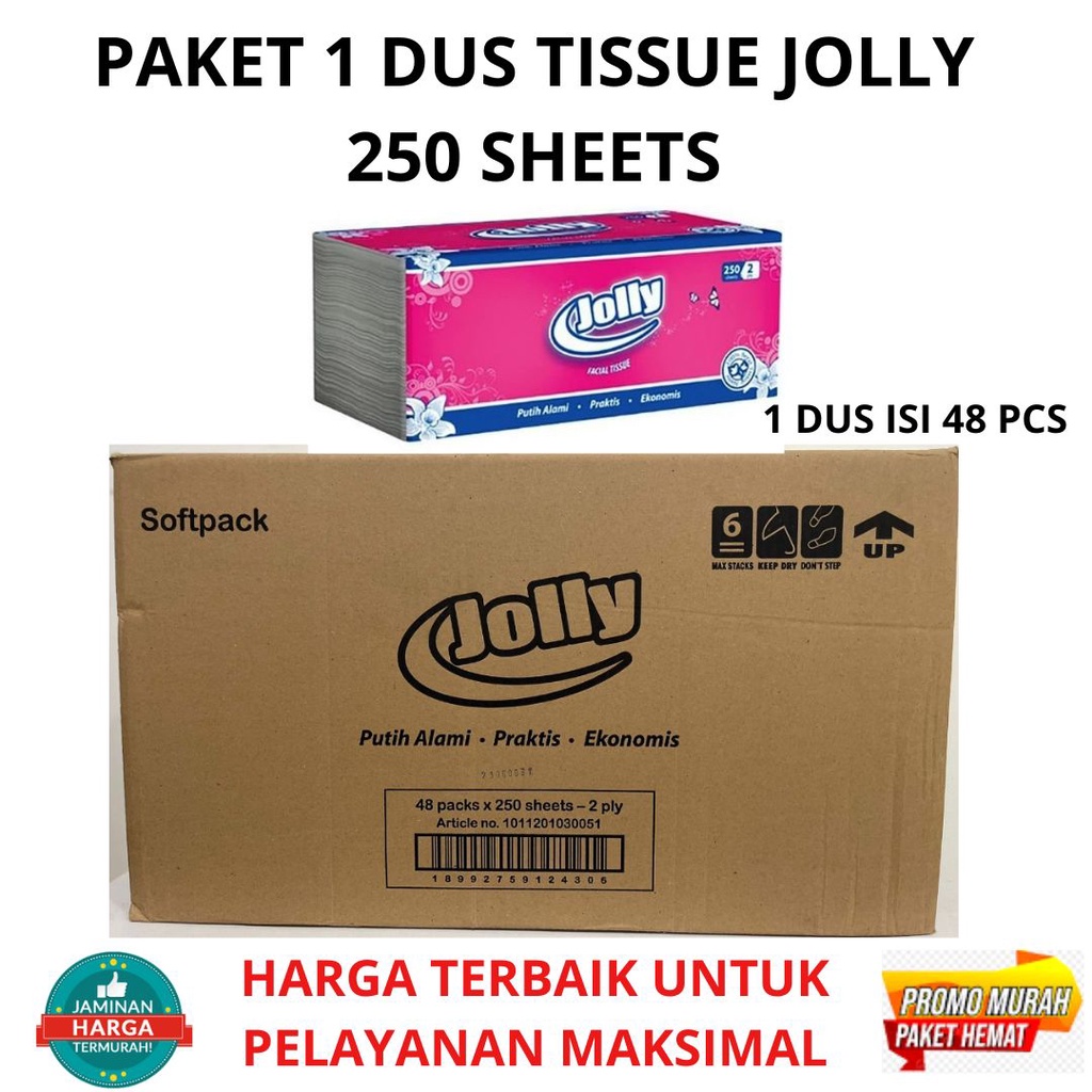 Jual JOLLY Paket 1 Dus Tissue Jolly 250 Sheets 2 Ply Tisu Wajah Facial ...